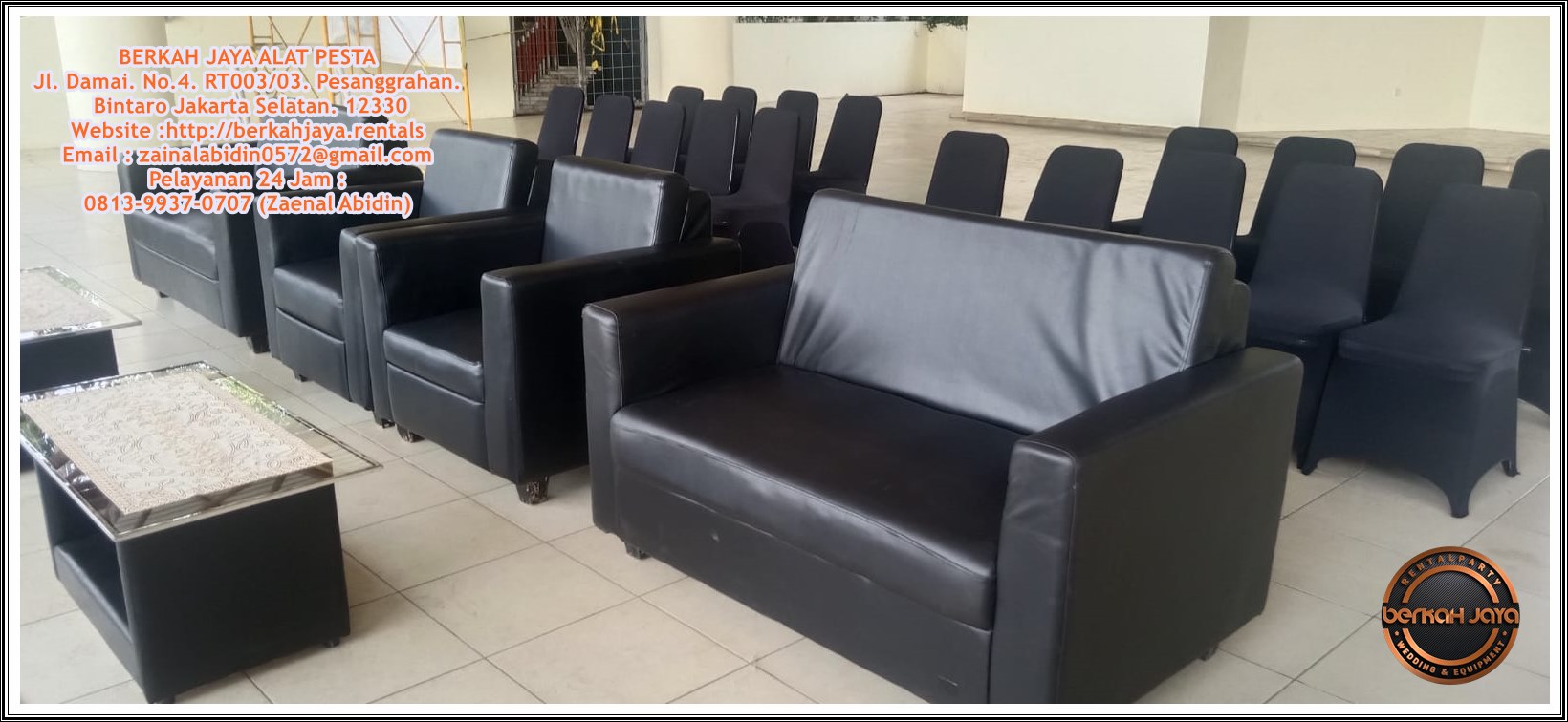 Sewa Sofa Double Seater Model Minimalis Kotak Hitam Jakarta