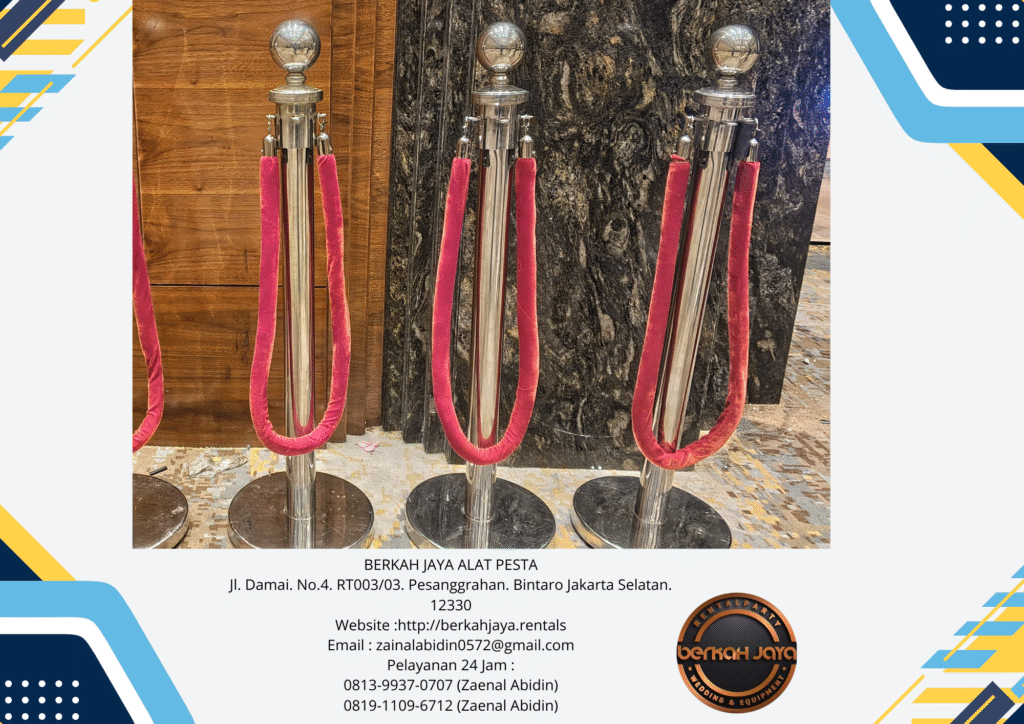 Rental Tiang Antrian VIP Tali Bludru Merah Di Jakarta Selatan