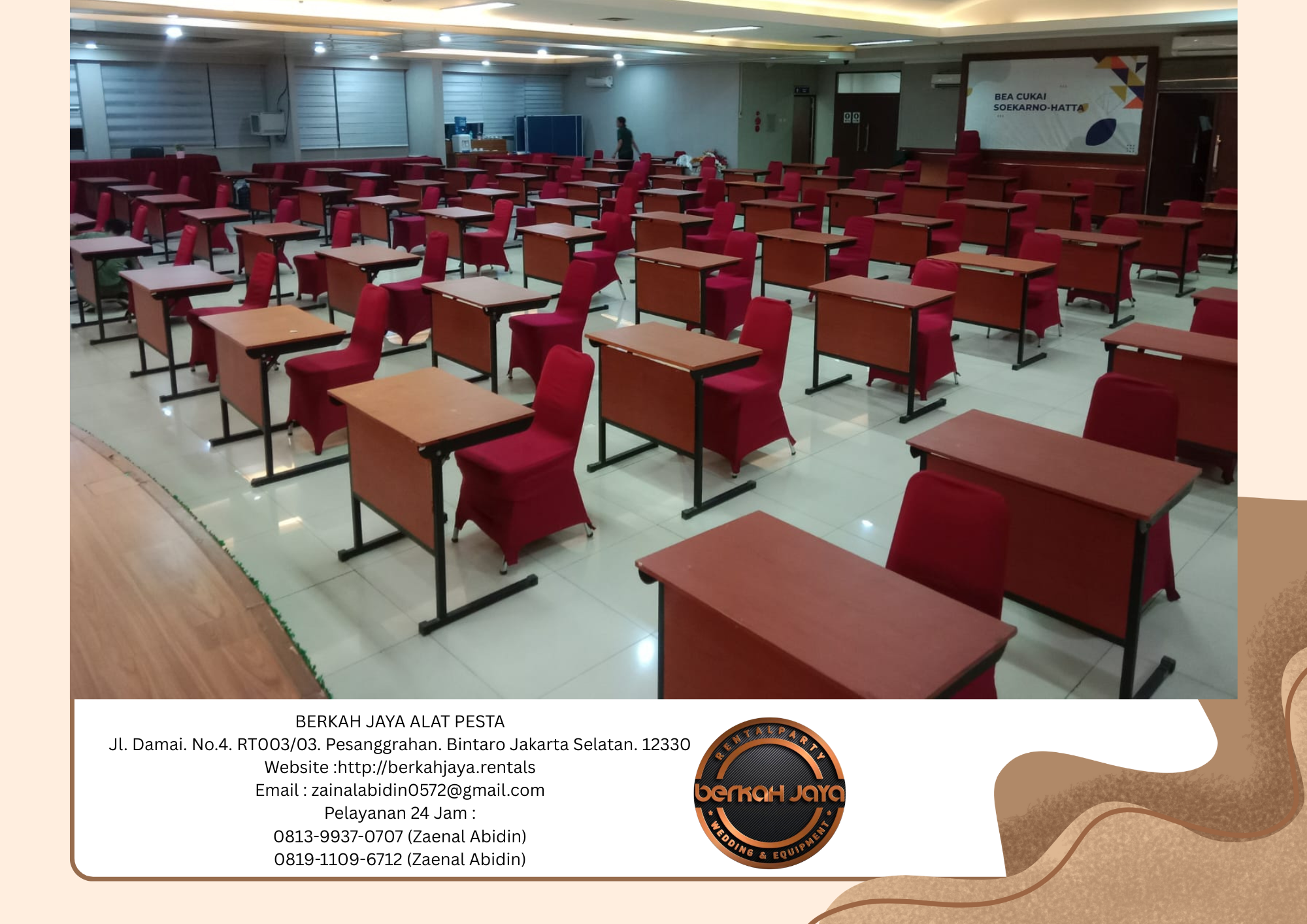Sewa Meja Test HPL Coklat Type Single Daerah Jakarta